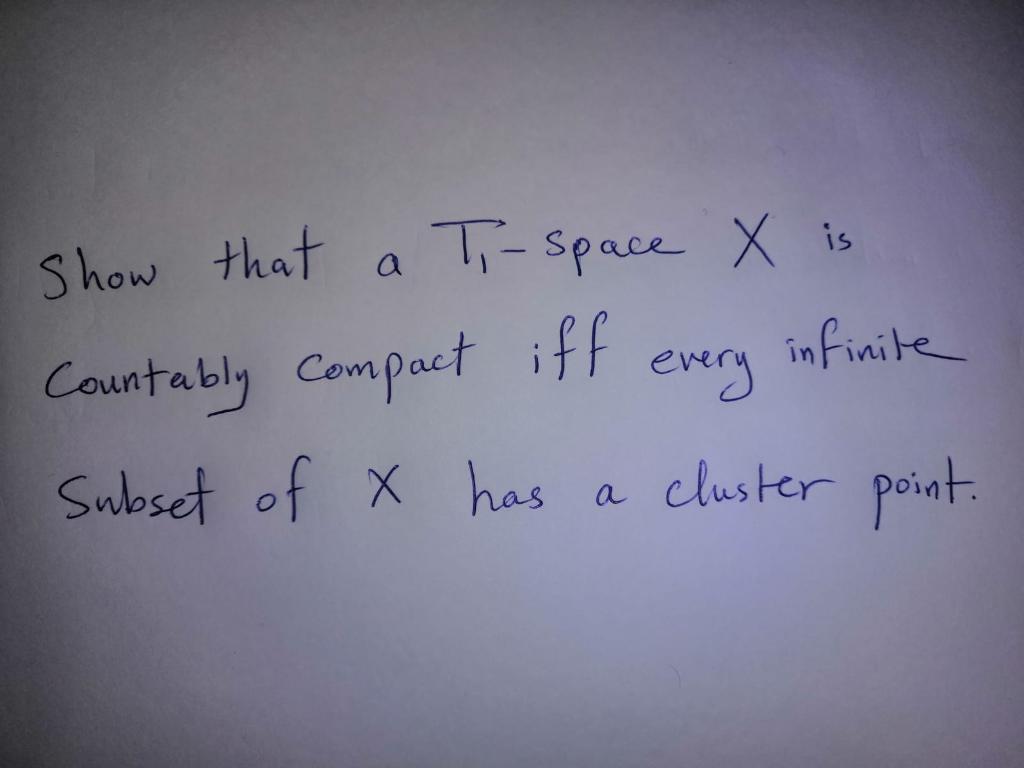 Solved а a Show that Countably Compact iff T space X is | Chegg.com