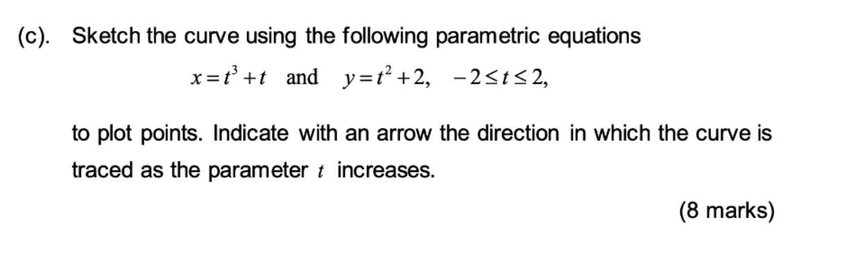 Solved (c). Sketch the curve using the following parametric | Chegg.com