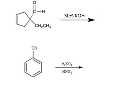 Solved C-H ca 30% KOH CH2CH3 CN H2SO4 HNO, | Chegg.com
