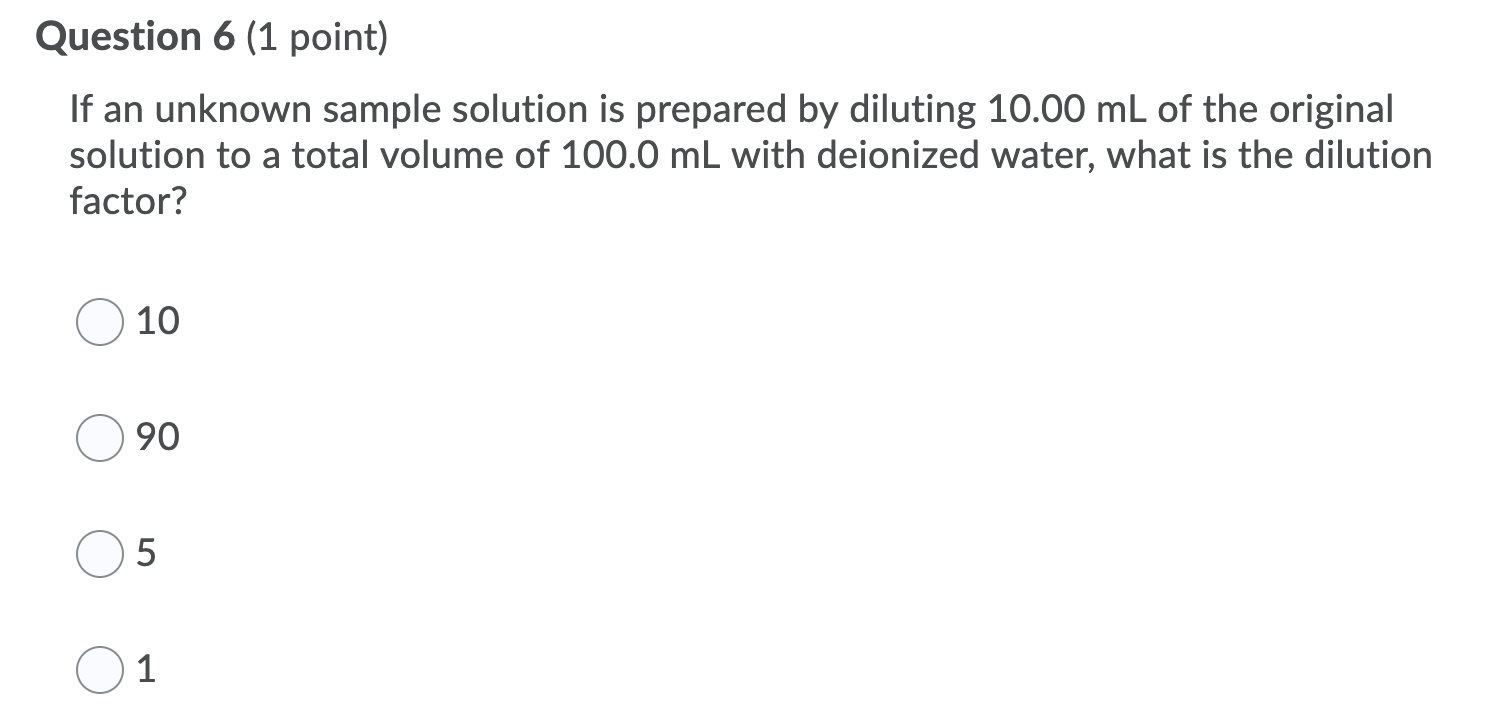 Solved Question 6 (1 point) If an unknown sample solution is | Chegg.com