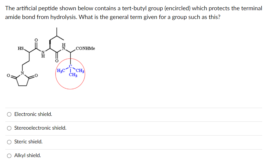 Solved The artificial peptide shown below contains a | Chegg.com