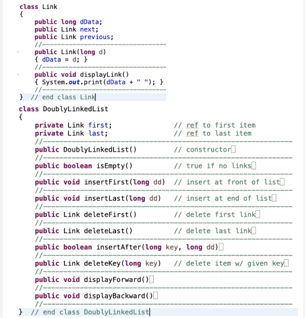 Solved I need help please to add in the DoublyLinkedList a | Chegg.com