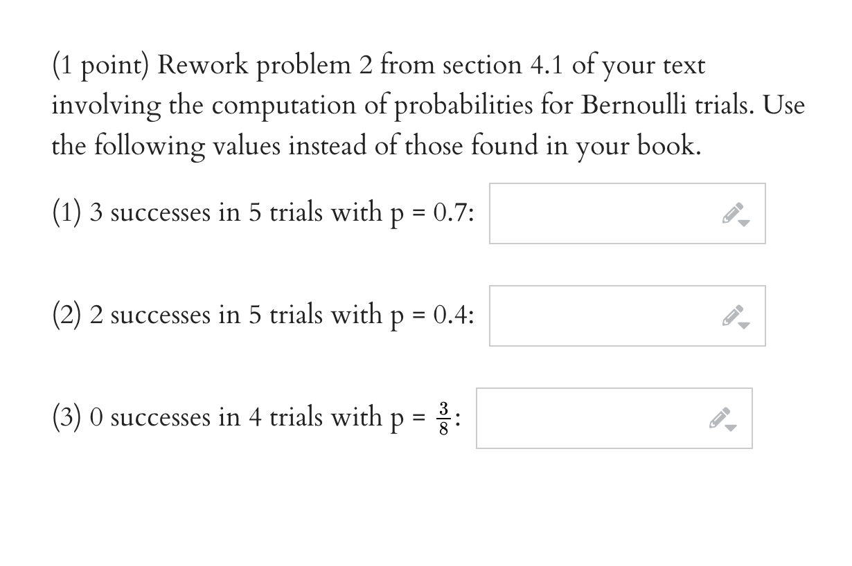 Solved 1 Point Rework Problem 2 From Section 4 1 Of Your