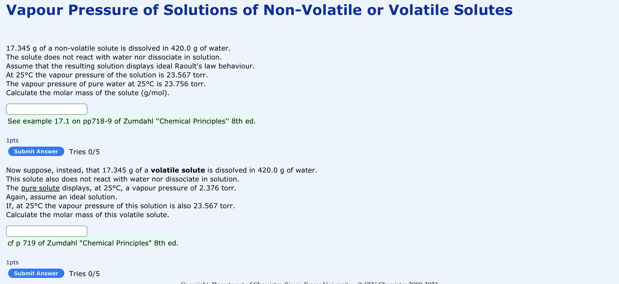 Solved Vapour Pressure of Solutions of Non-Volatile or | Chegg.com