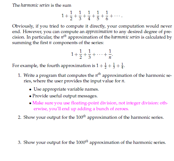 Solved The harmonic series is the sum 2 3 45 6 Obviously, if | Chegg.com