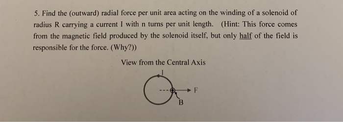 Solved 5. Find the (outward) radial force per unit area | Chegg.com