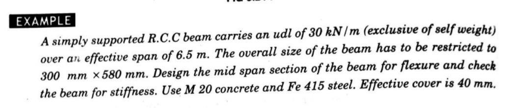 Solved XAMPLE A simply supported R.C.C beam carries an udl | Chegg.com