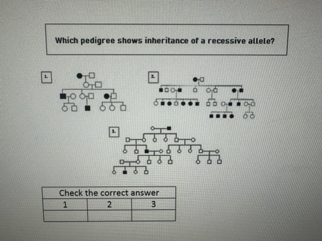 Solved Which pedigree shows inheritance of a recessive | Chegg.com