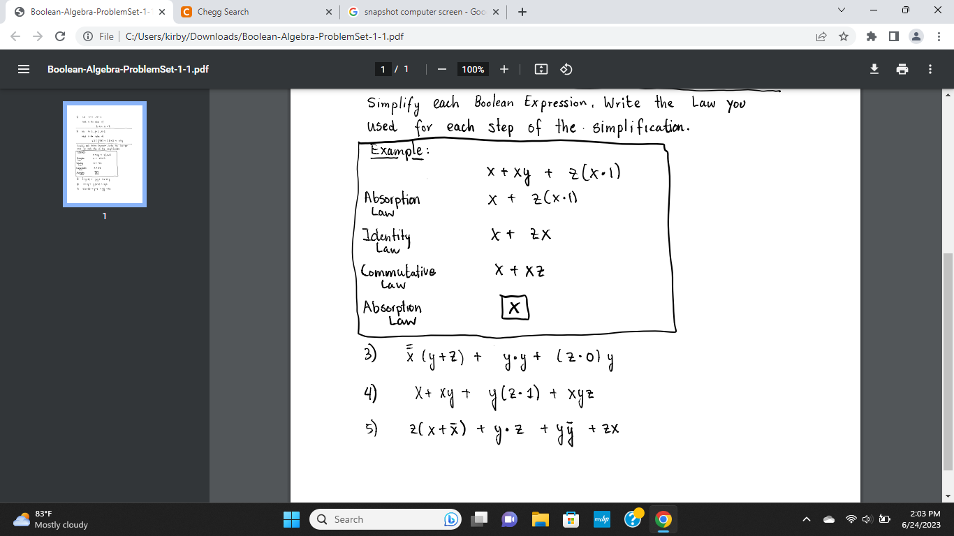 Solved Simplify each Boolean Expression. Write the Law you | Chegg.com