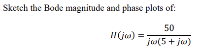 Solved Sketch the Bode magnitude and phase plots of: | Chegg.com