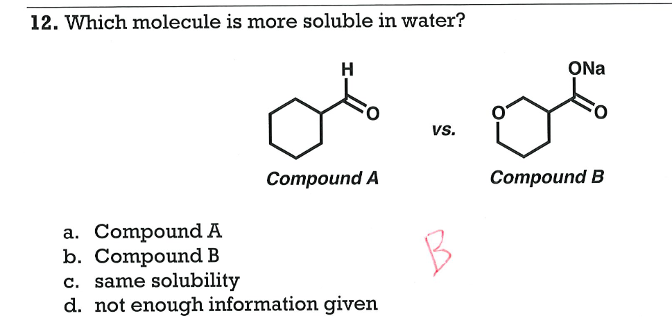 Solved Which molecule is more soluble in water?vs.Compound | Chegg.com