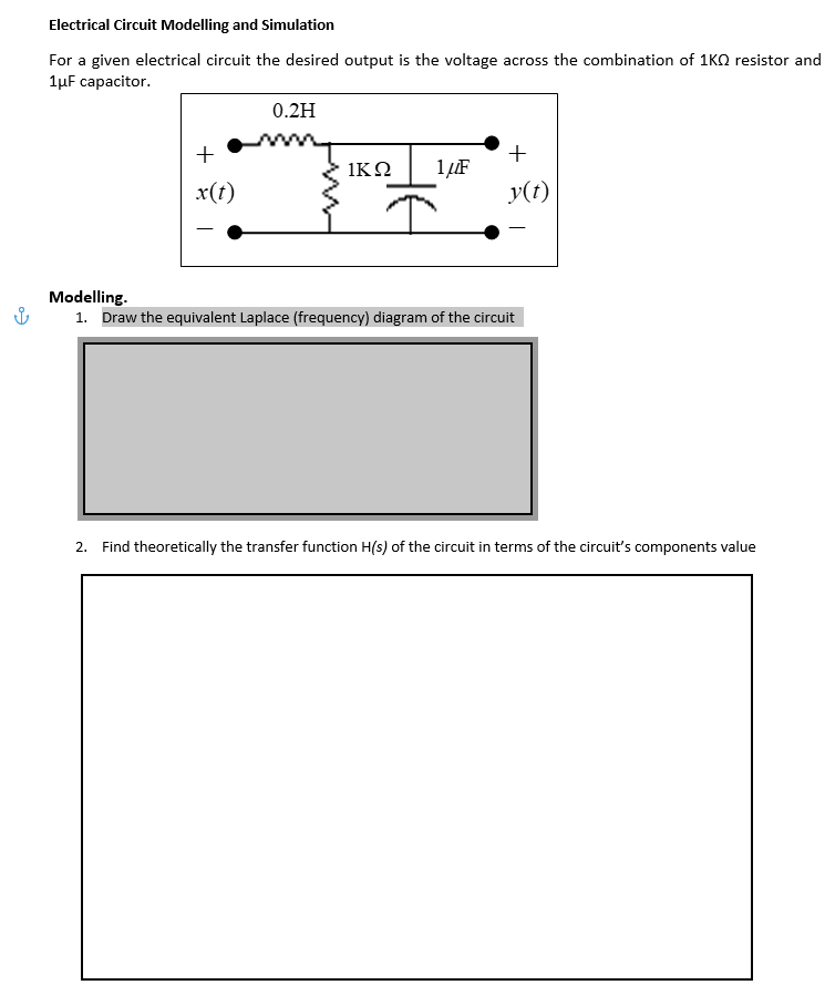 Solved Electrical Circuit Modelling and Simulation For a | Chegg.com