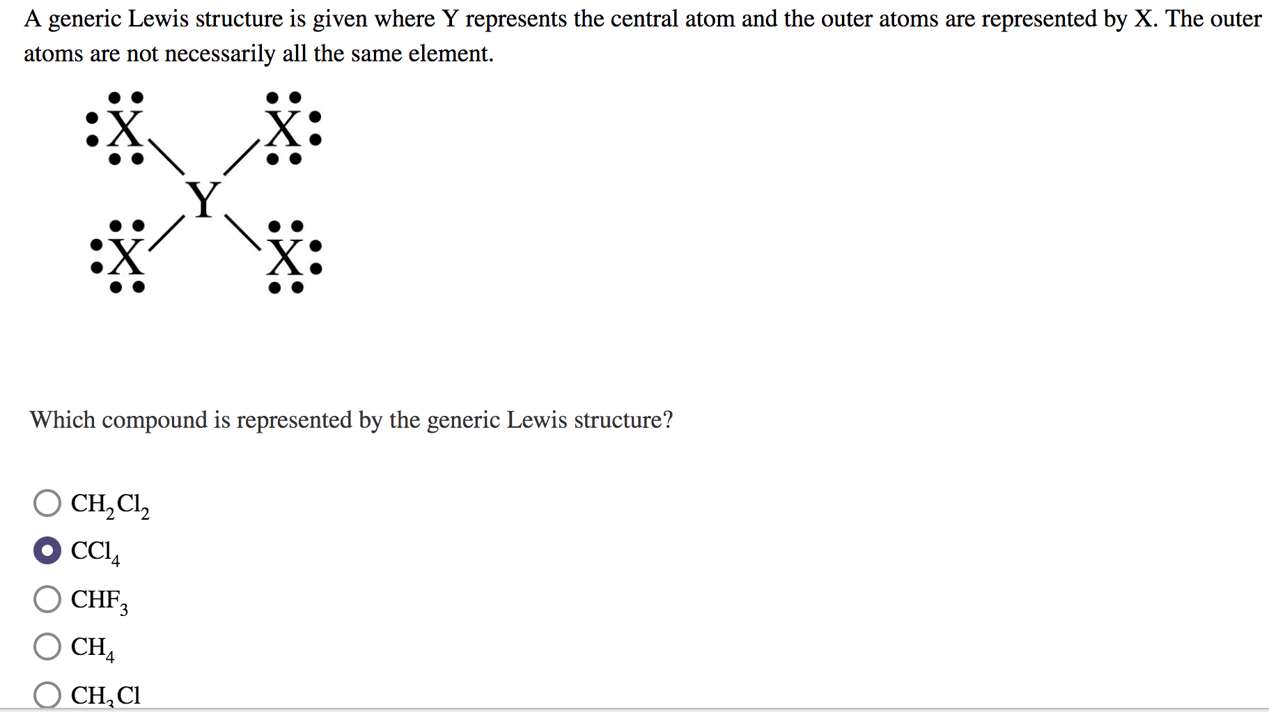 Solved A generic Lewis structure is given where Y represents | Chegg.com