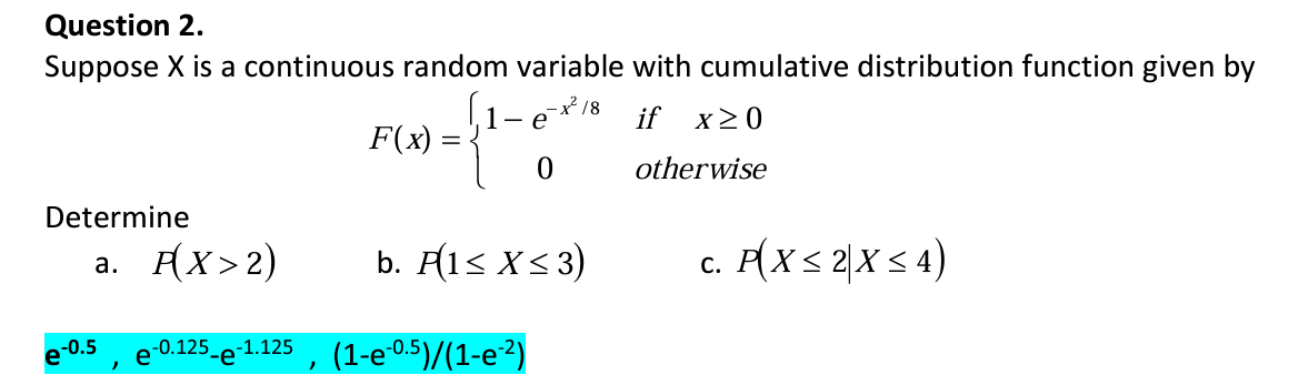 Solved Question 2.Suppose x is ﻿a continuous random variable | Chegg.com