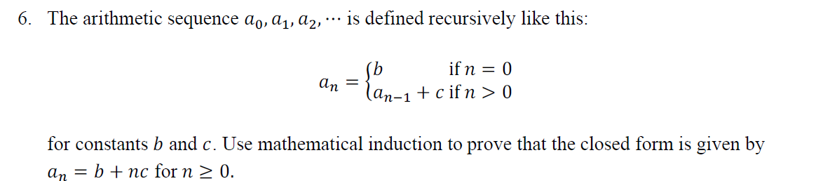 Solved 6. The arithmetic sequence a0,a1,a2,⋯ is defined | Chegg.com