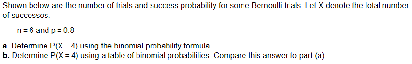 Solved Shown below are the number of trials and success | Chegg.com