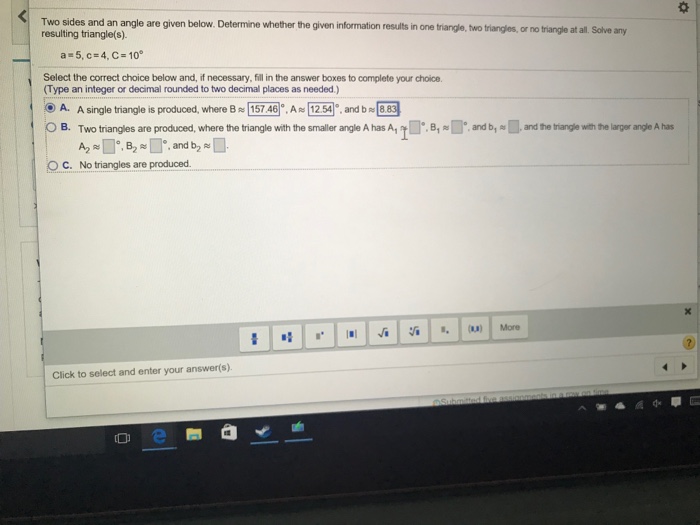 Solved Two sides and an angle are given below. Determine | Chegg.com