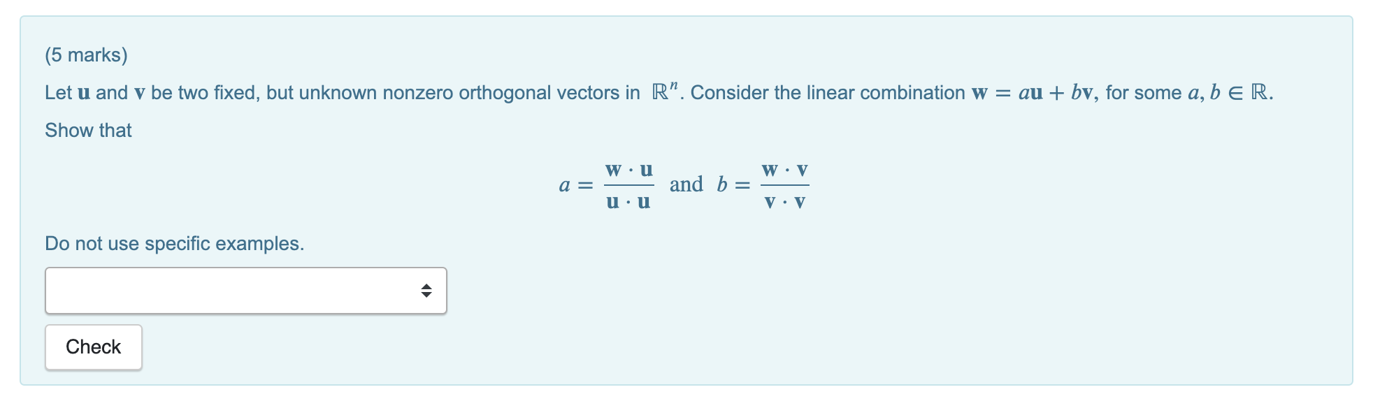 Solved (5 marks) Let u and v be two fixed, but unknown | Chegg.com