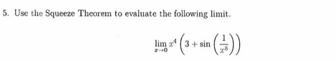 Solved Use the Squeeze Theorem to evaluate the following | Chegg.com