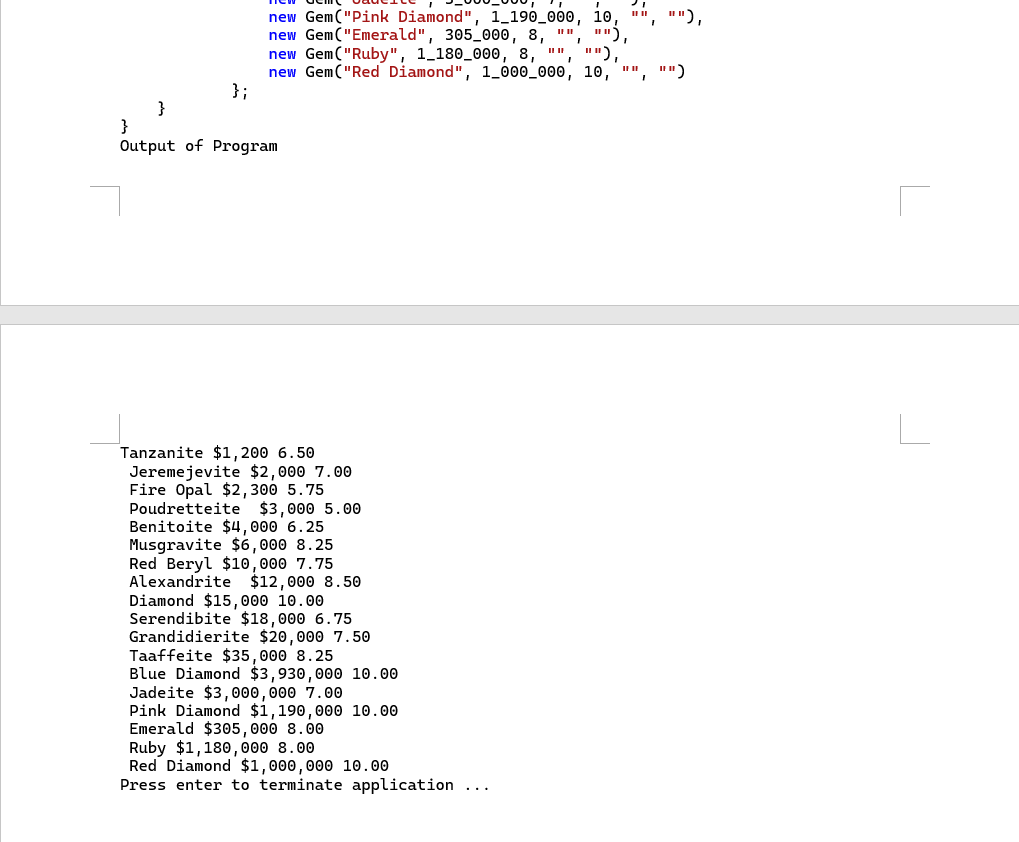 Solved 2. Store the Name, Gems in the Dictionary 3. Print | Chegg.com