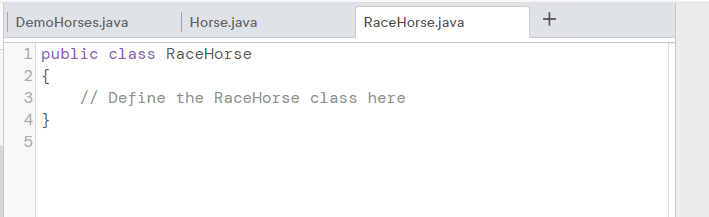 Solved Create a class named Horse that contains the | Chegg.com