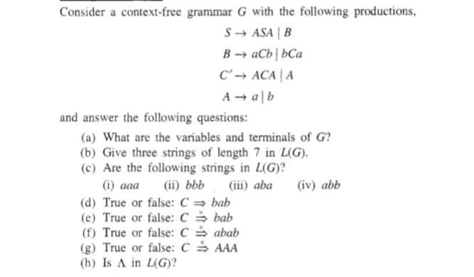 Solved Consider a context-free grammar G with the following | Chegg.com