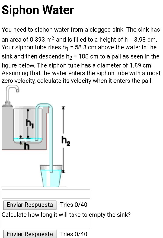 Solved Siphon Water You need to siphon water from a clogged | Chegg.com