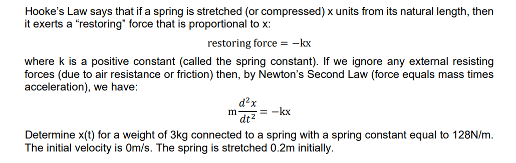 Solved Hooke’s Law says that if a spring is stretched (or | Chegg.com