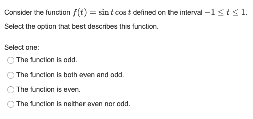 Solved Consider the function f(t) = sint cost defined on the | Chegg.com