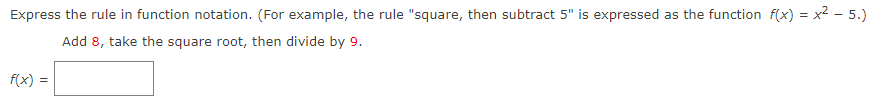 Solved = Express the rule in function notation. (For | Chegg.com