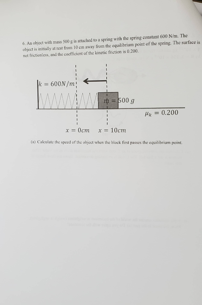 Solved An object with mass 500g is attached to a spring with | Chegg.com