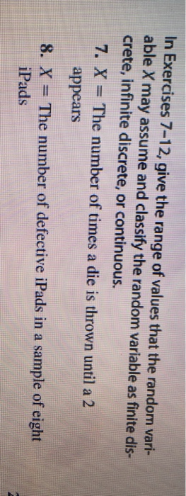 Solved Give the range of values that the random variable X | Chegg.com