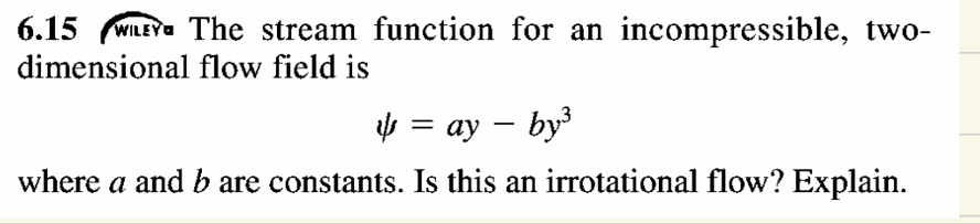 Solved 6.15 ﻿Wutera The stream function for an | Chegg.com