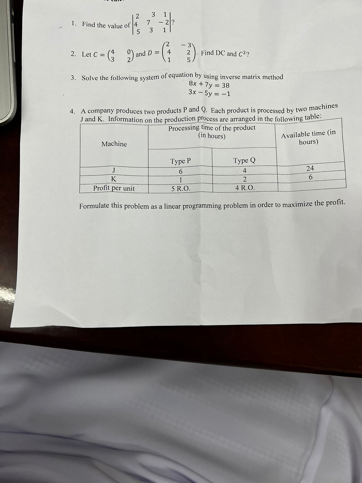 Solved 1. Find the value of ∣∣2453731−21∣∣ ? 2. Let C=(4302) | Chegg.com
