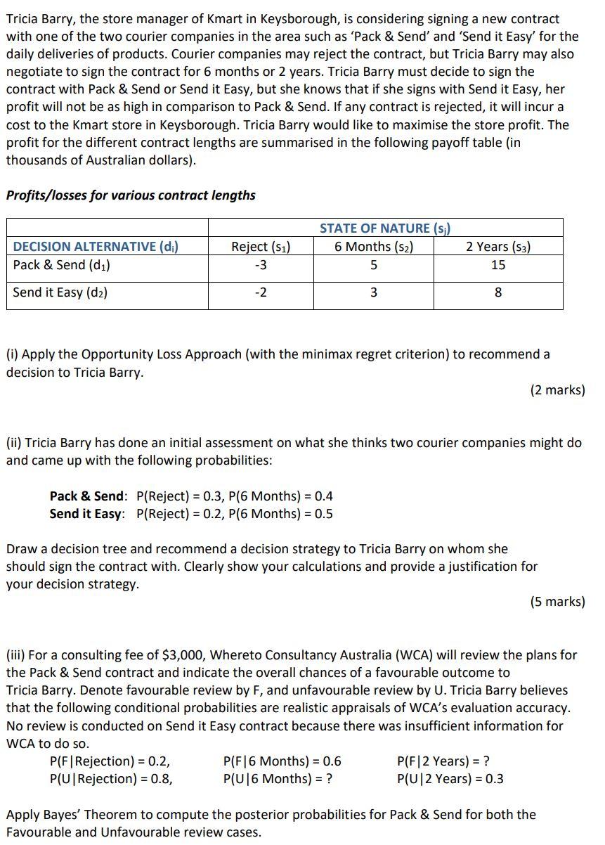 Tricia Barry, the store manager of Kmart in | Chegg.com