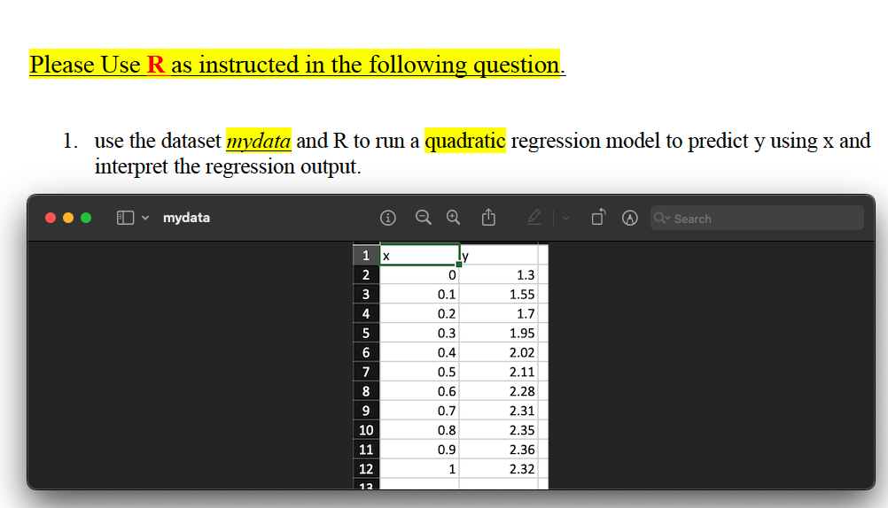 Solved Please Use R as instructed in the following question. | Chegg.com