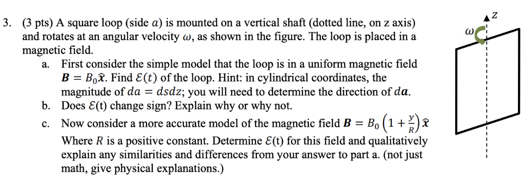 Solved 3. (3 pts) A square loop (side a) is mounted on a | Chegg.com