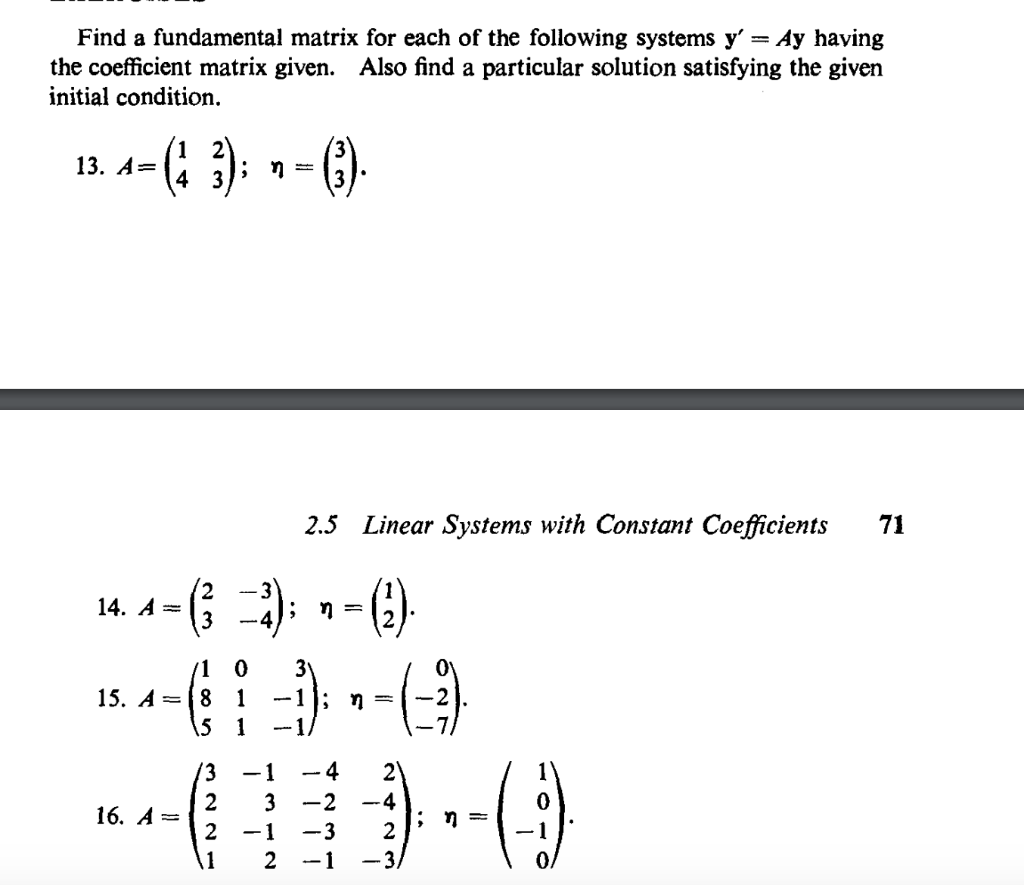 Solved Find a fundamental matrix for each of the following | Chegg.com