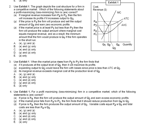 Solved 2. Use Exhibit 1. The graph depicts the cost | Chegg.com
