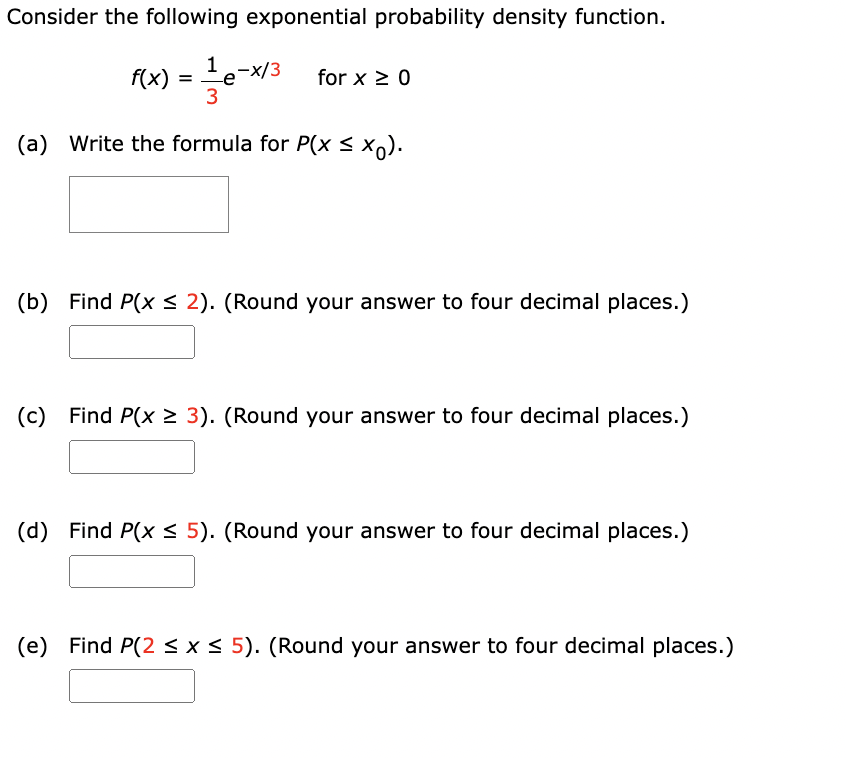Solved Consider the following exponential probability | Chegg.com