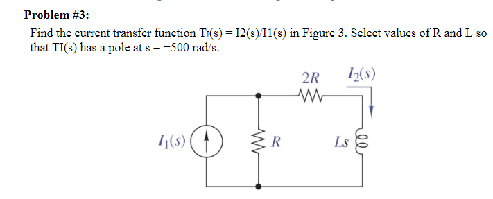 Solved Problem #3: Find the current transfer function Ti(s) | Chegg.com