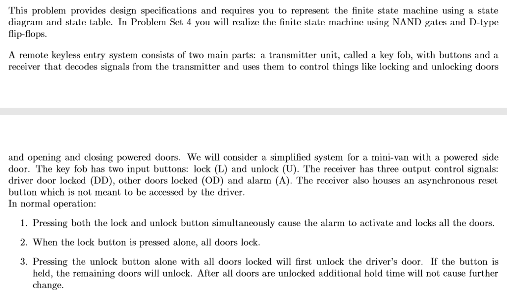 Solved This problem provides design specifications and | Chegg.com