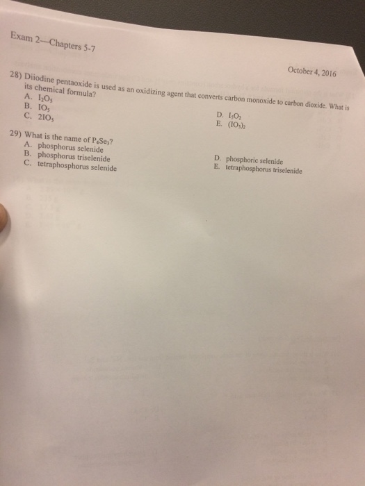 Solved Diiodine pentaoxide is used as an oxidizing agent | Chegg.com