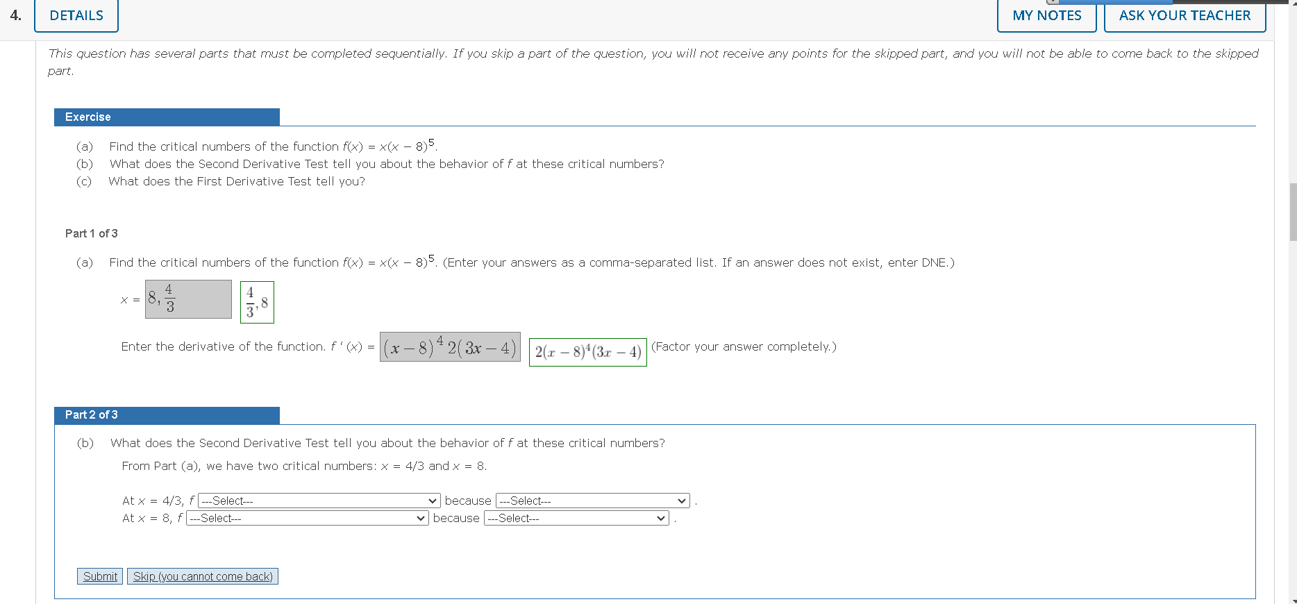 Solved art. Exercise (a) Find the critical numbers of the | Chegg.com