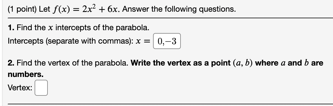 Solved 1 Point Let F X 2x2 6x Answer The Following