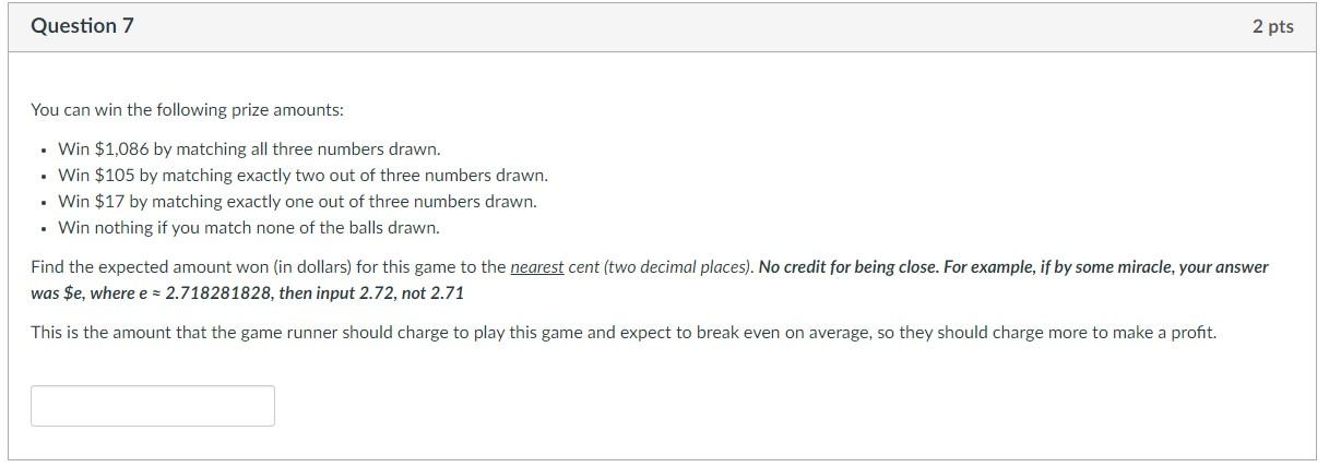 Solved You can win the following prize amounts: - Win $1,086 | Chegg.com