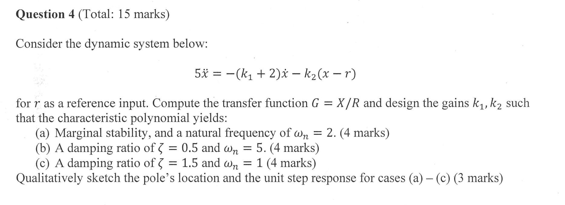 Solved Consider the dynamic system | Chegg.com