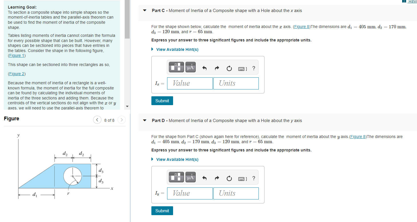 Solved Revi Part C - Moment of Inertia of a Composite shape | Chegg.com