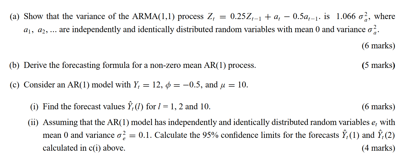 (a) Show that the variance of the ARMA(1,1) process | Chegg.com