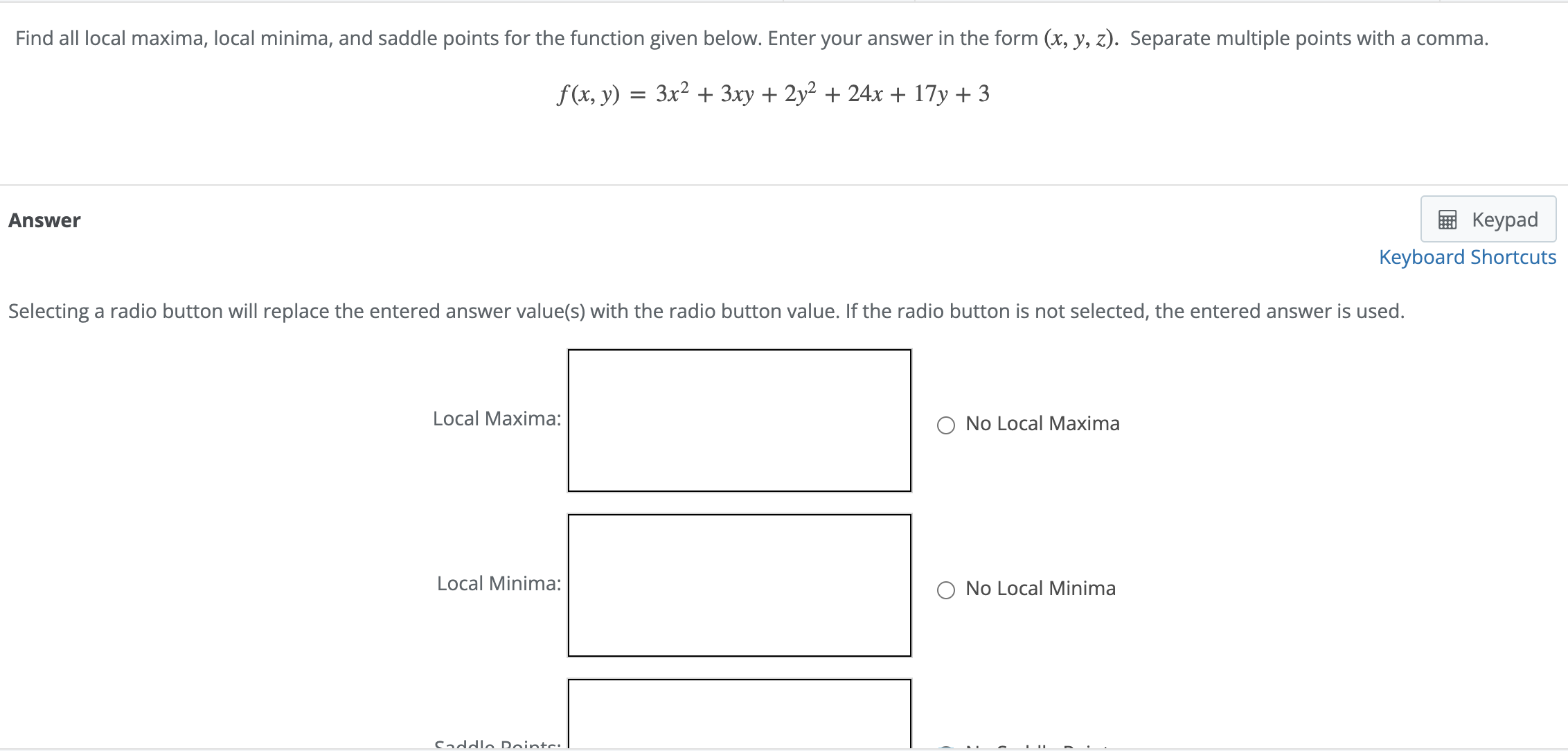 Solved Find All Local Maxima Local Minima And Saddle